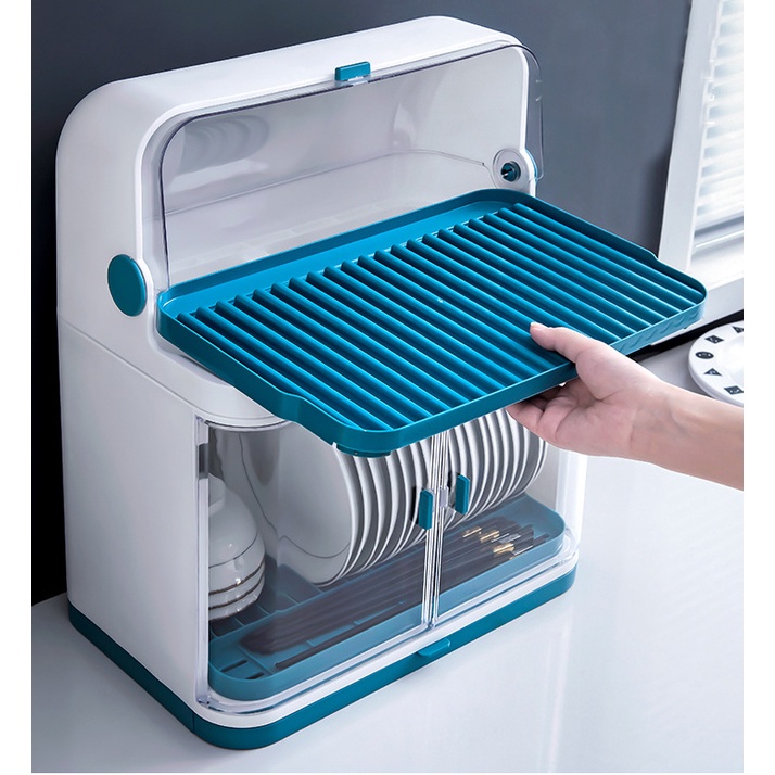 📦HOMI READY STOCK📦Dish Rack with Cover Double Layer Dish Rack with Lid ...