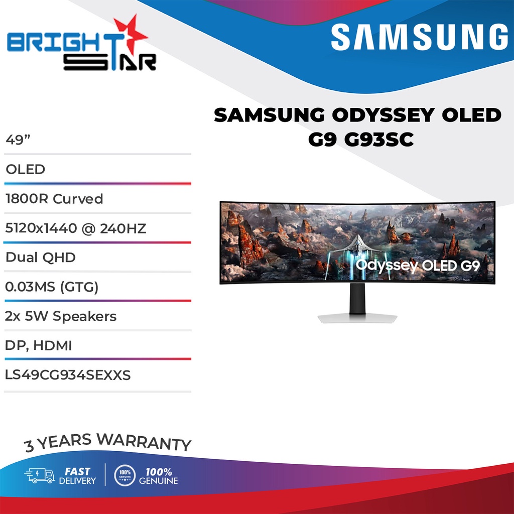 SAMSUNG Odyssey OLED G9 G93SC LS49CG934SEXXS - 49"/OLED/0.03ms/Dual QHD ...