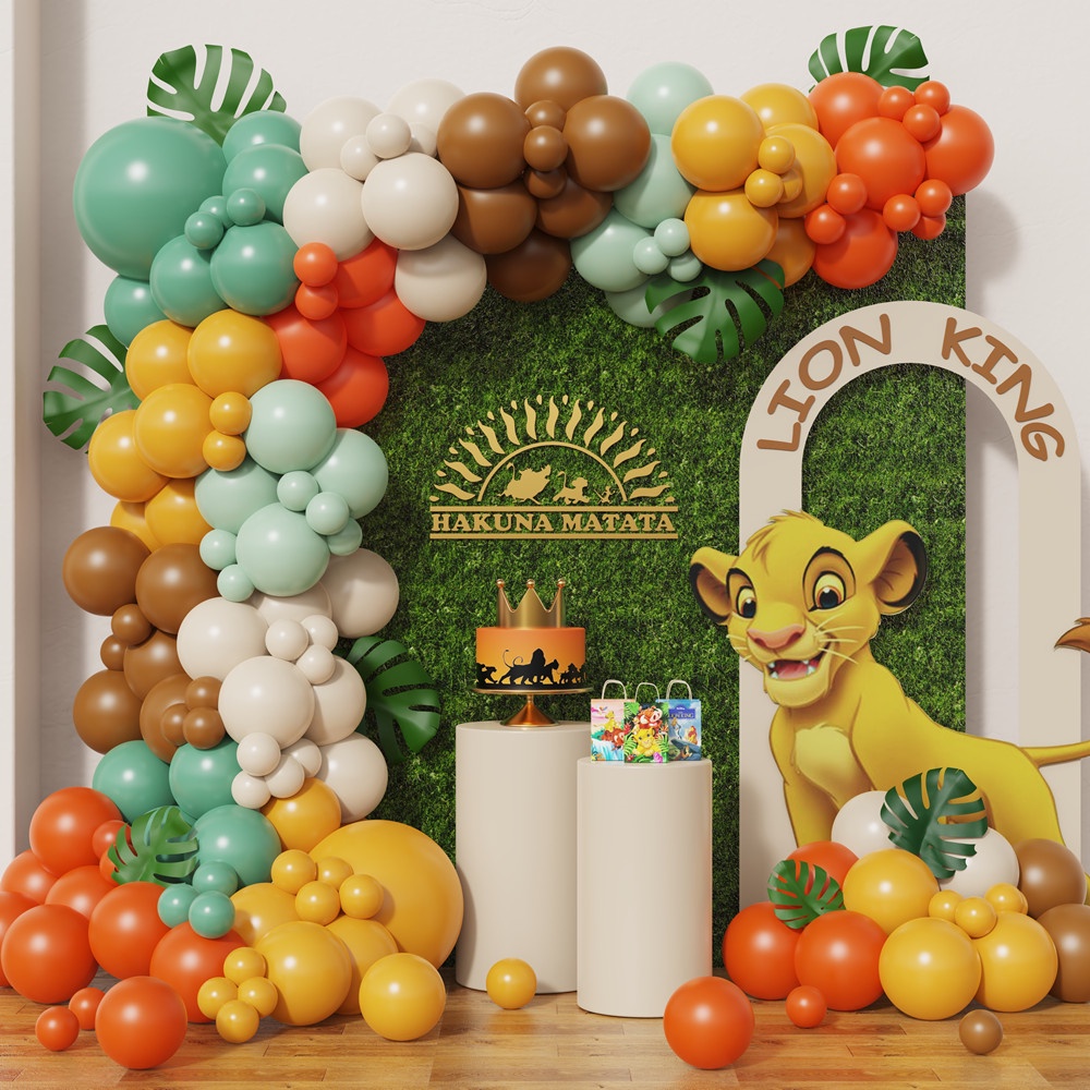 156pcs Retro Green Sand White Balloons Garland Arch Kit Simba Jungle ...