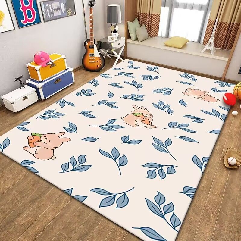 Living Room Floor Mat Waterproof Wipeable Carpet Cute Cartoon Dirt ...