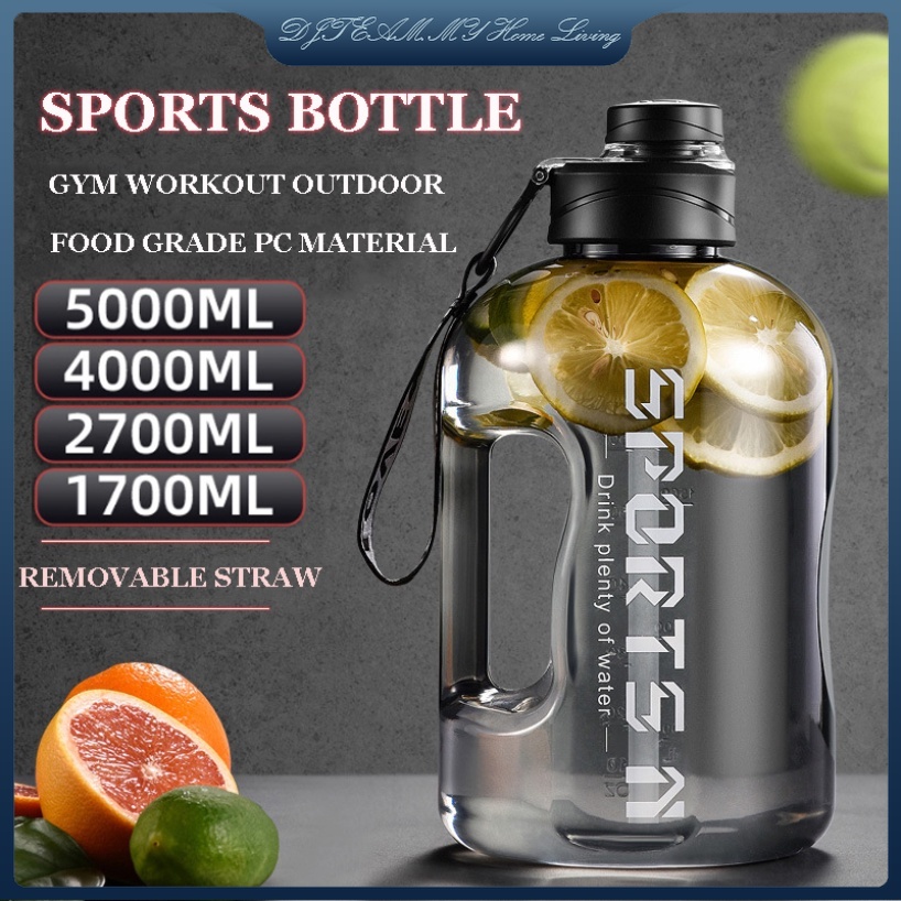 【Ready Stock】1-5L Large Capacity Sports Water Bottle BPA Free for Gym Outdoor Fitness Tritan ...