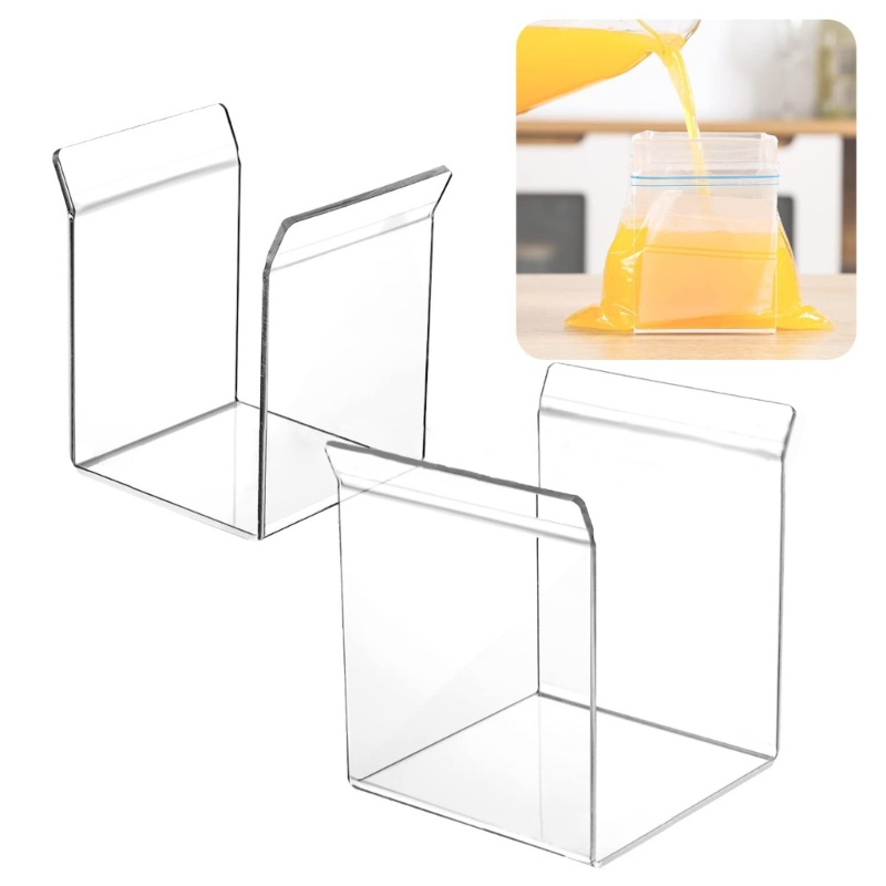SA Bag Holder Hands-Free to Pour Leftovers Filling Zip Lock Freezer Bag ...