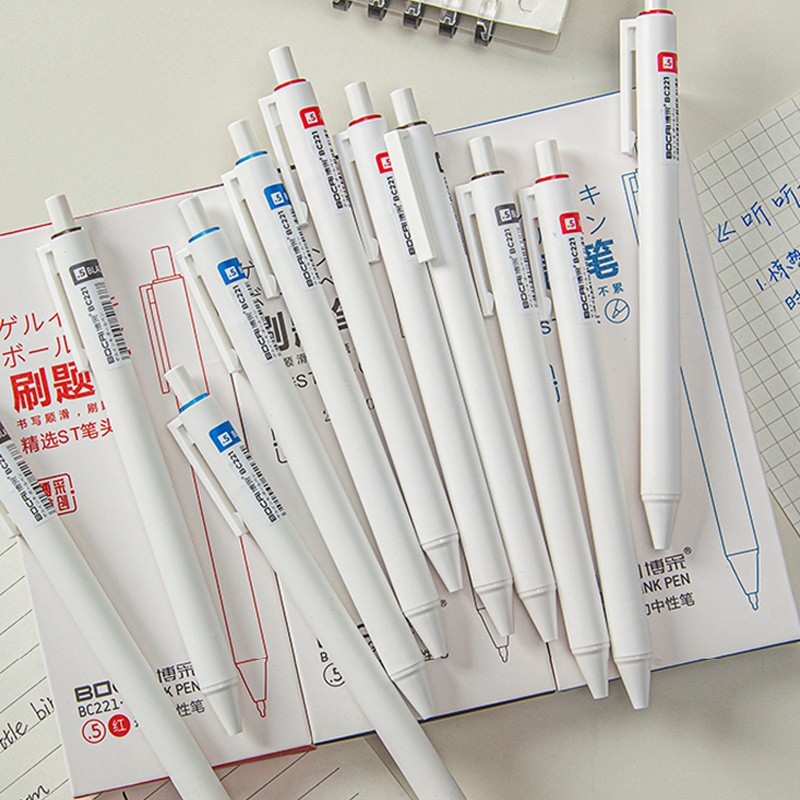 6Pcs/Set 0.5mm Simple Quick-Drying Retractable Gel Pen Student Black ...