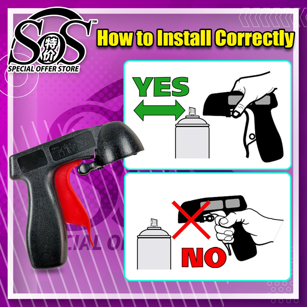 Portable Paint Spray Gun Handle Aikka Pemegang Semburan Spray Aerosol ...