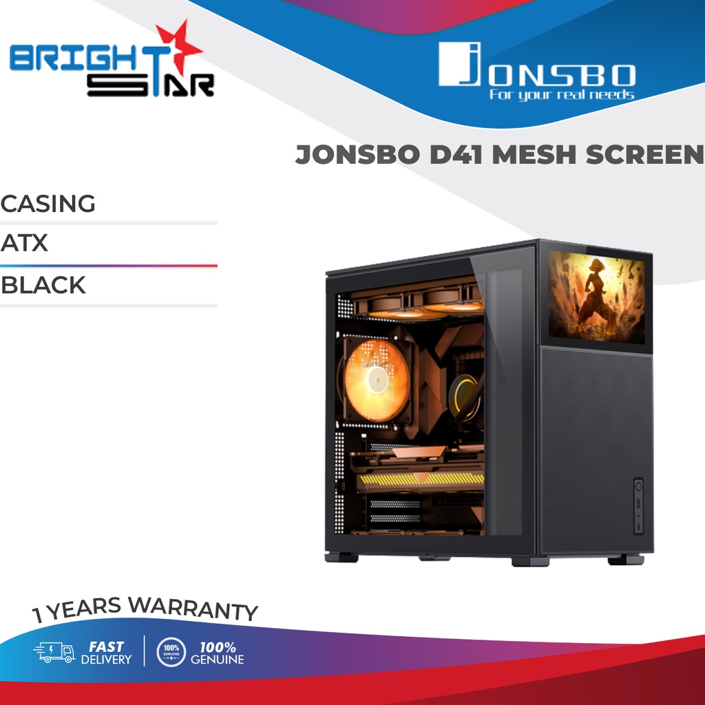 JONSBO D41 MESH SCREEN ATX PC CASE (BLACK,WHITE) | Shopee Malaysia