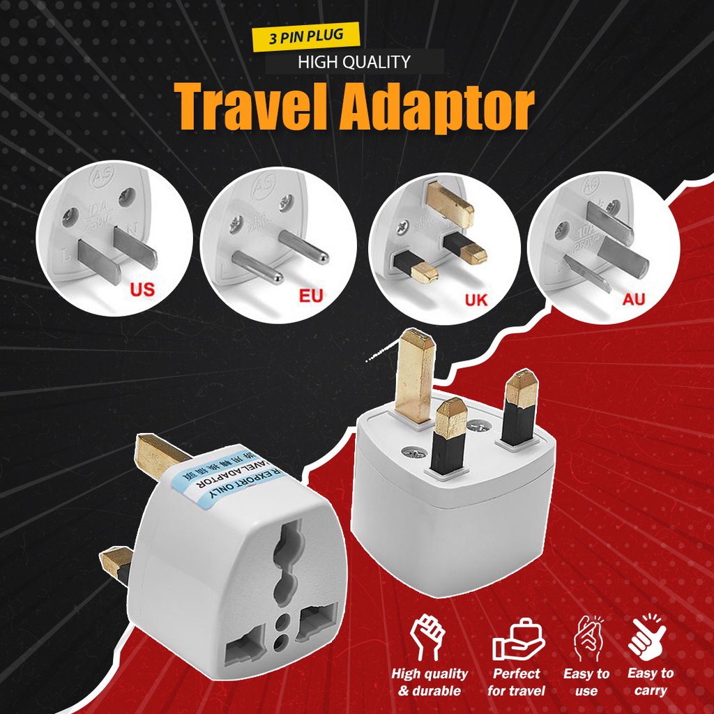 Malaysia China British Europe Universal Travel 3 Pin Adapter Plug ...