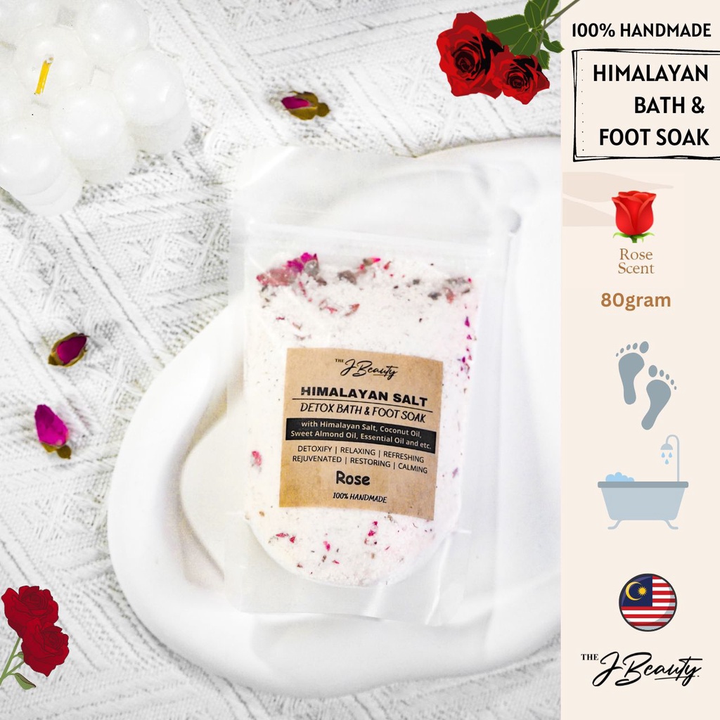 80G ROSE Handmade Himalayan Bath Salt Foot Soak Feet Pedi Powder Detox ...