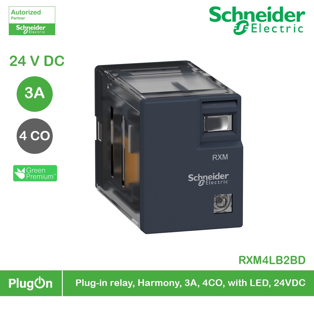 Schneider RXM4LB2BD 4-Contact Relay Used With 24VDC Power Current Resistant 3A With Light ...