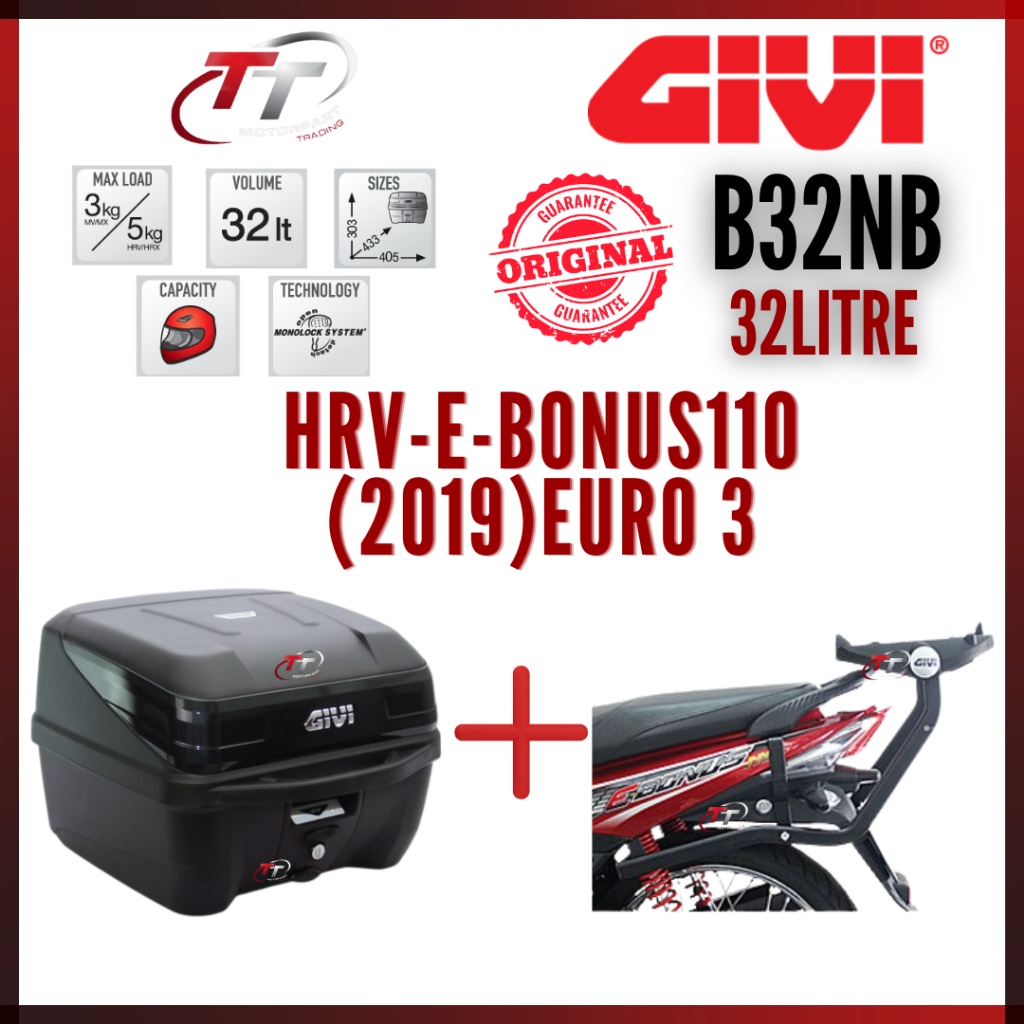 SYM EBONUS110 (2019) EURO 3 E BONUS 110 EBONUS GIVI HRV HEAVY DUTY MONO RACK MONORACK J TAPAK ...