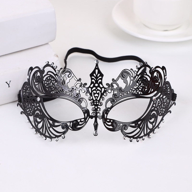 1PCs Venetian Lace Metal Mask Masquerade Half-face Clear Diamante ...