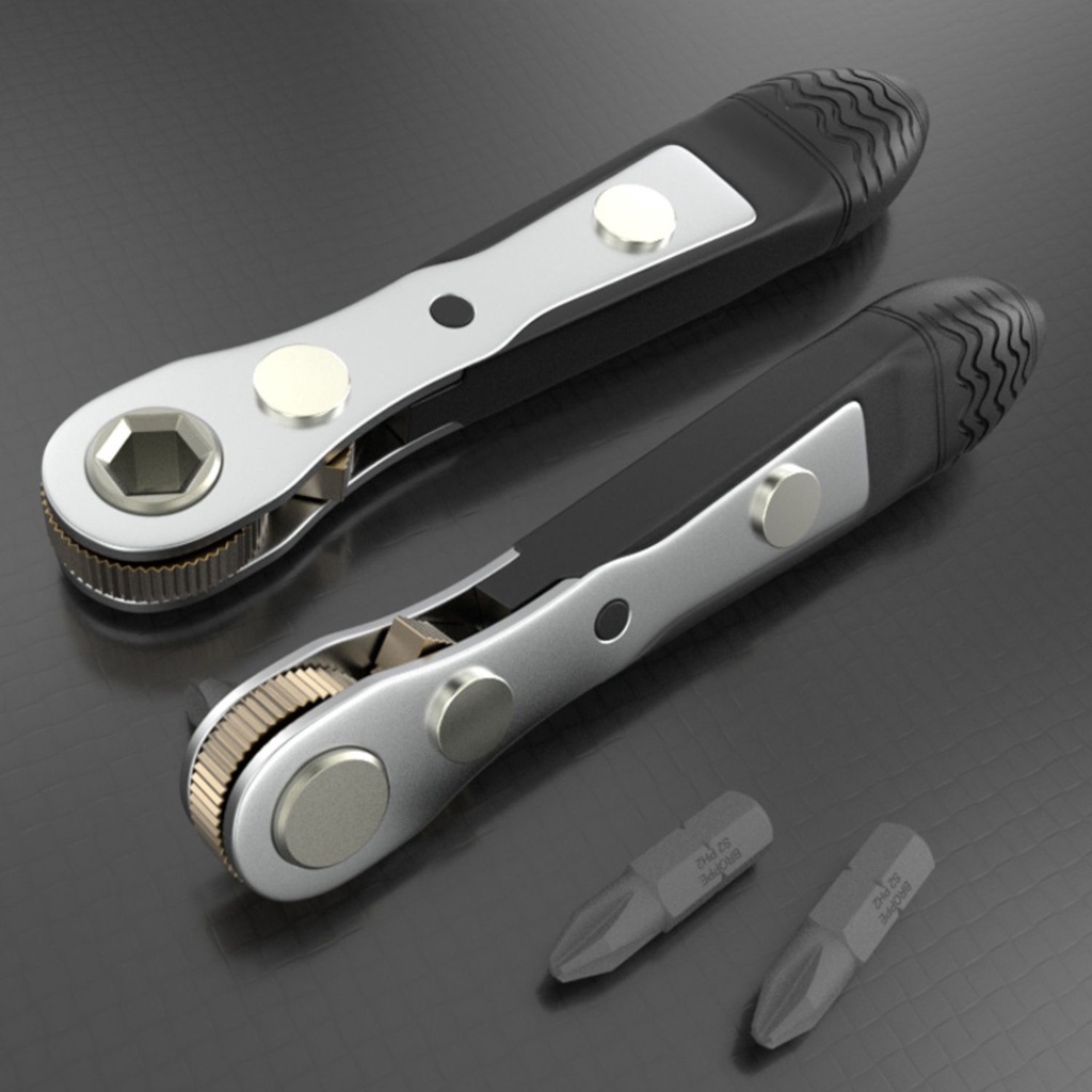 Right Angle 36-tooth Ratcheting Reversible Close Quarters Screwdriver ...