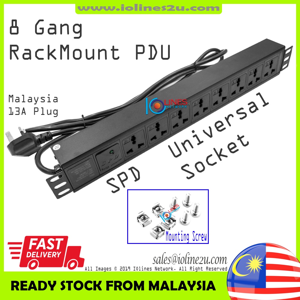 8 Gang International Universal Socket Power Strip Lightning Surge ...