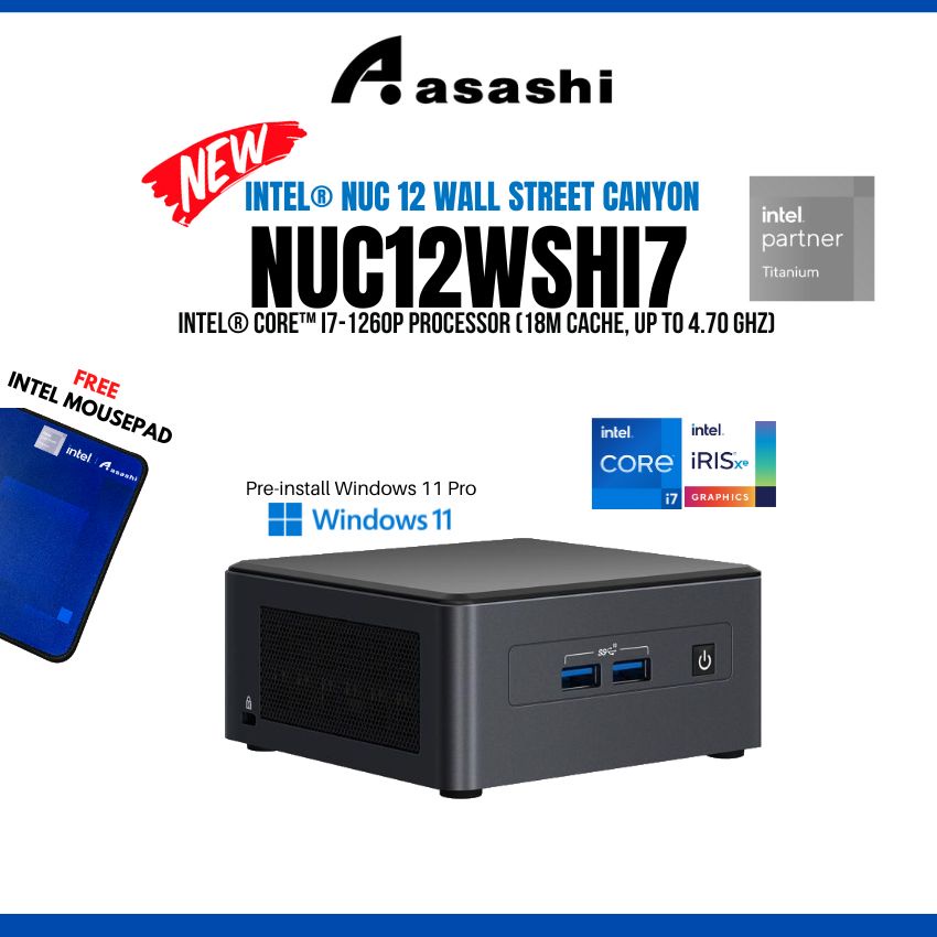 Intel NUC 12 Pro Mini PC NUC12WSHi7 Barebone DIY Desktop 12th Gen Wall Street Canyon Kingston ...