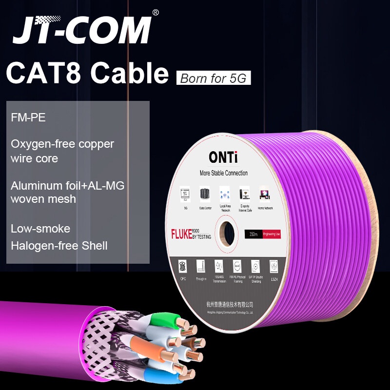 JT-COM RJ45 CAT8 SHIELDED CABLE 40Gbps 2000MHz S-FTP 22AWG 4PR OXYGEN ...