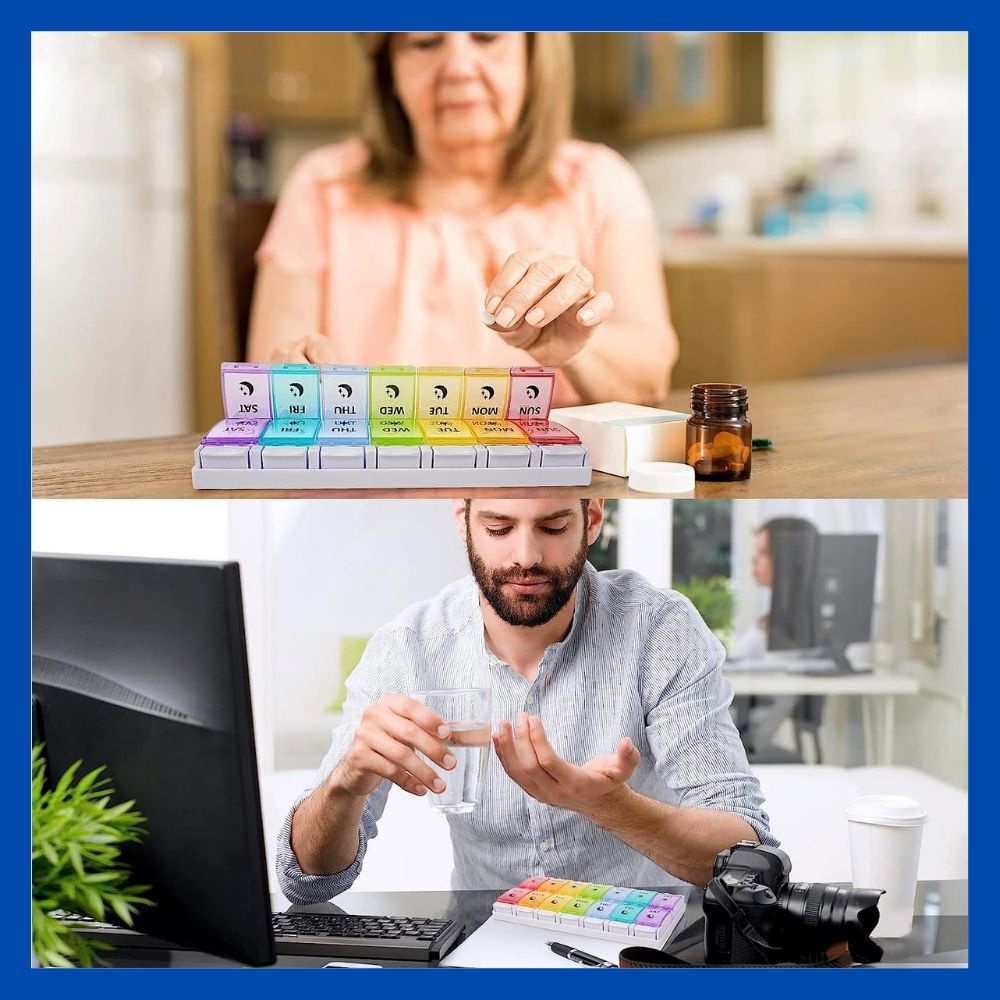 🇲🇾READY STOCK Push Type Weekly Pill Box Organizer 7 Day 2 Times a Day ...