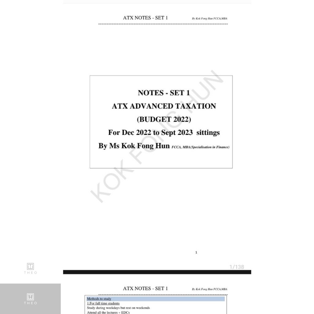 2023 ACCA ADVANCED TAXATION ATX MYS NOTES AND QUESTION - a.i | Shopee ...