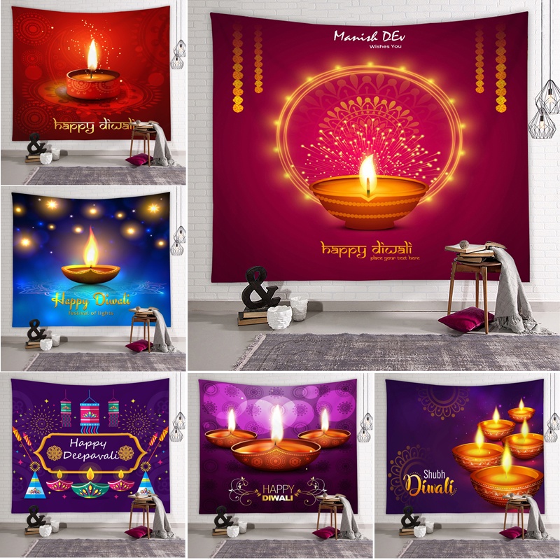 Diwali Festival Tapestry Background with Clips Hinduism Deepavali ...