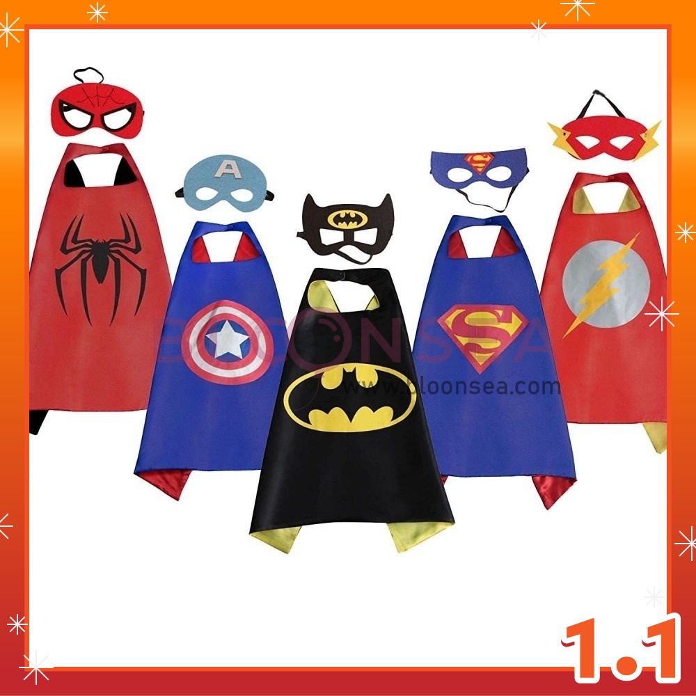 Superhero Cape Masks Kids Cosplay Costume Superman Batman Hulk Iron Man ...
