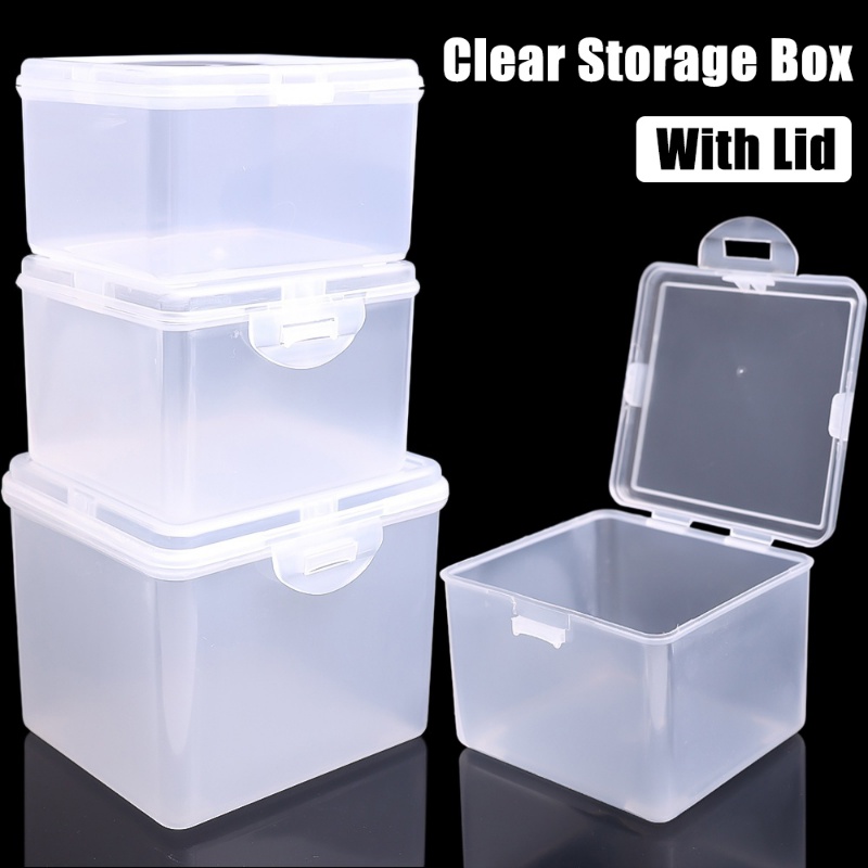 Mini Clear Storage Box with Lid / Plastic Rectangular Collection Case ...