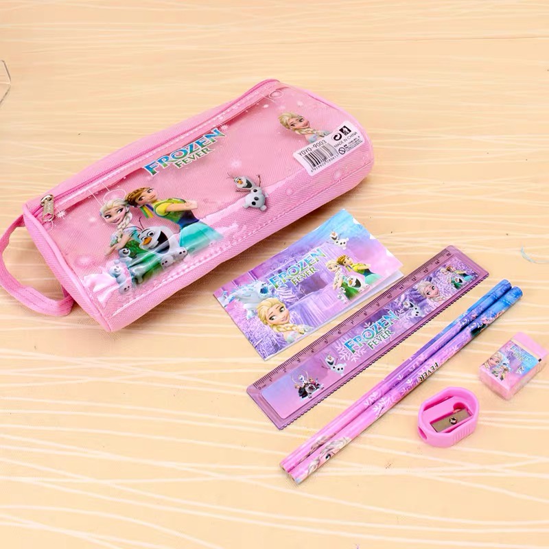 Double Layer Pencil Bag with Stationary Set Kid Gift Set Kids Cartoon ...