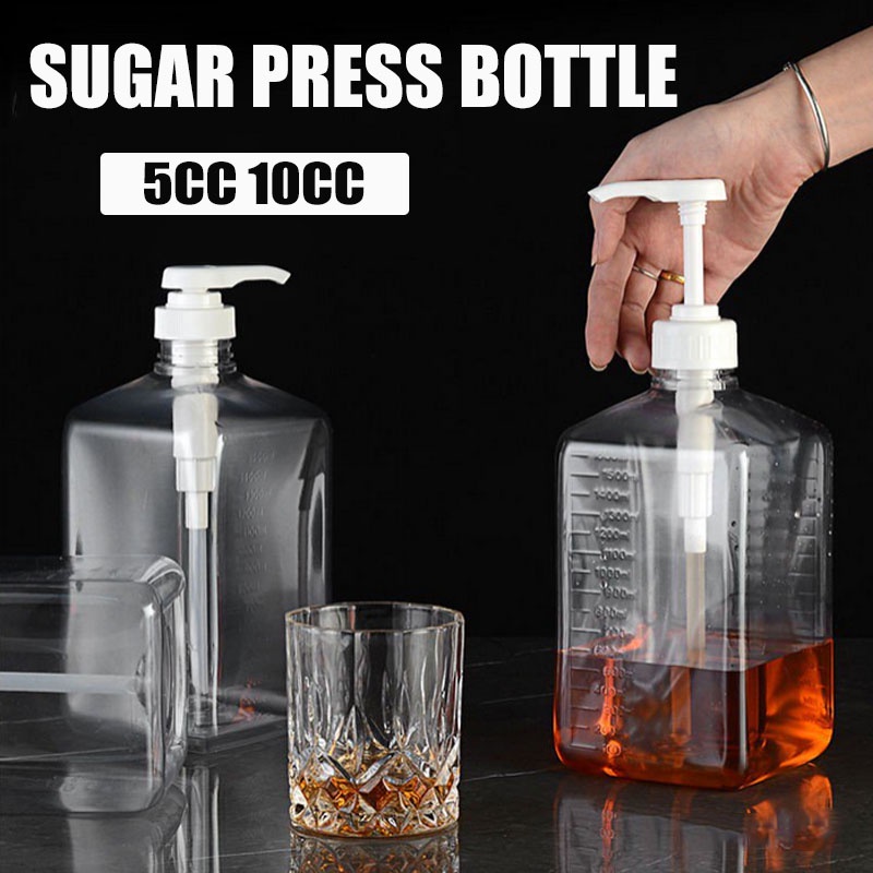 1600ml Sugar Press Bottle Pump Syrup Juice Liquid Oil Milk Tea Storage Hand Pressure Dispenser ...