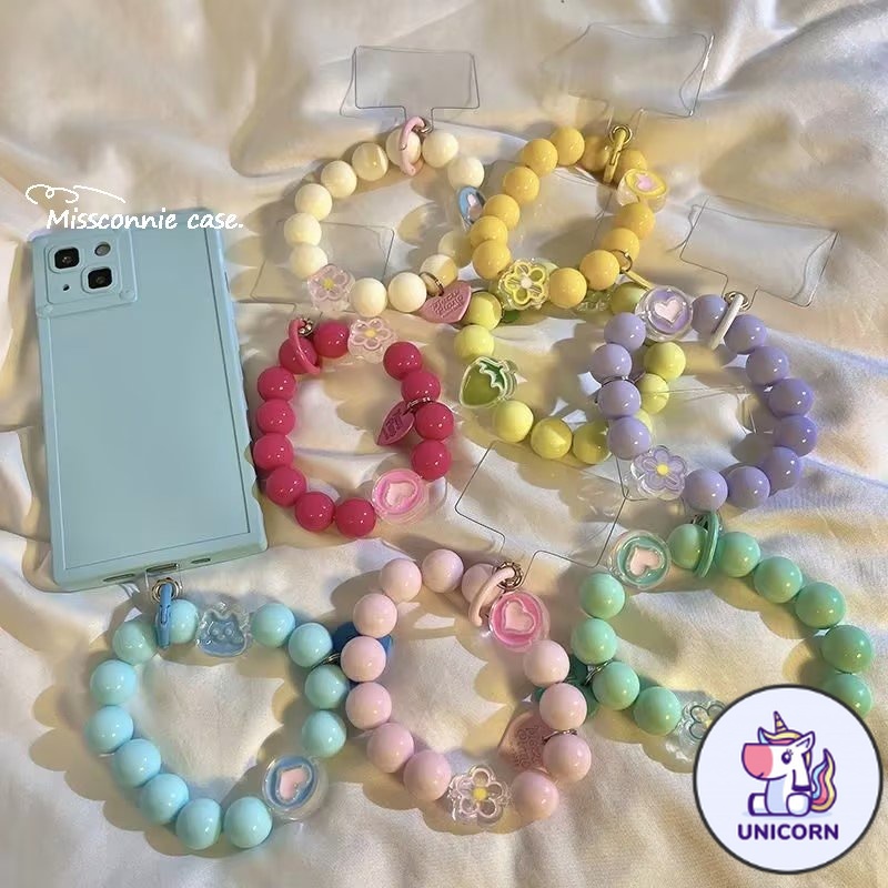 UC Colorful Cute 3D Bear Love Heart Flower Hang Phone Chain Short ...