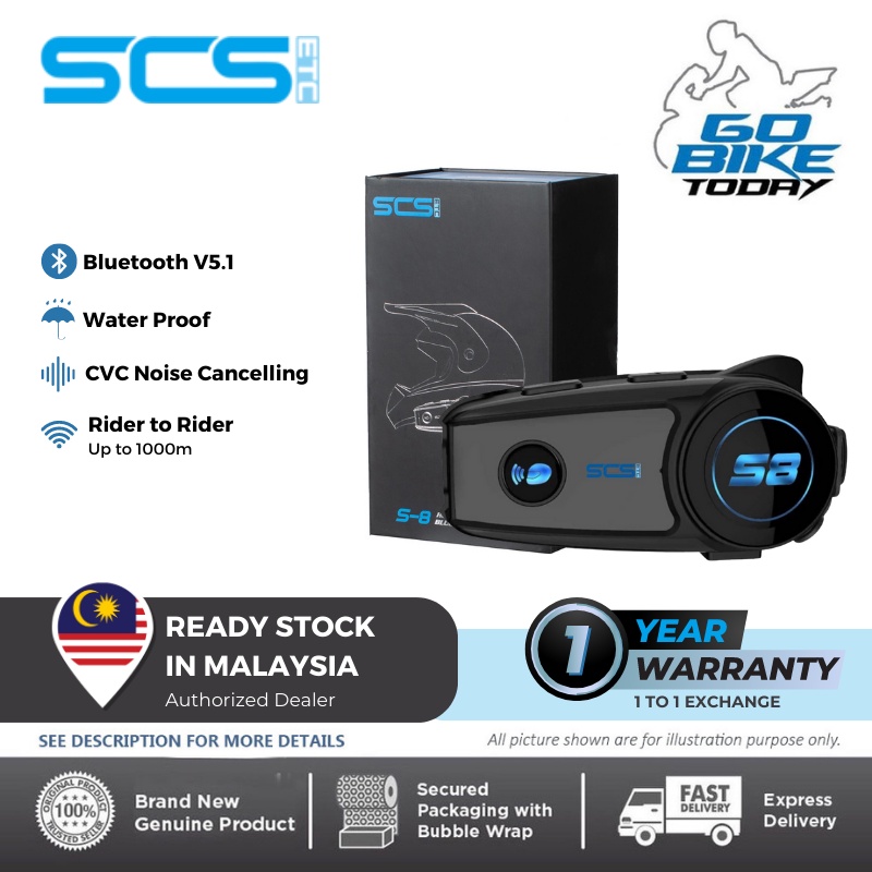 SCS S8 Helmet Bluetooth Communication Intercom | Shopee Malaysia