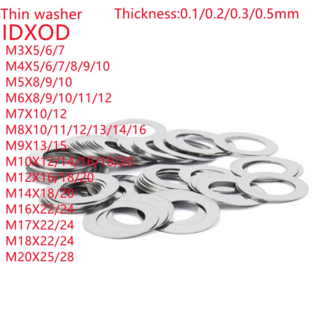 LY 10-100pcs M3 M4 M5 M6 M7 M8 M9 To M30 Stainless steel Ultra thin ...