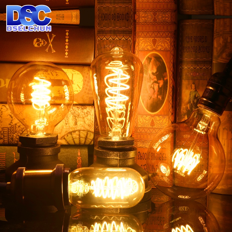 DSELCHUN E14 E27 Retro LED Spiral Light Bulb 4W 2200K 220V-240V C35 A60 ...