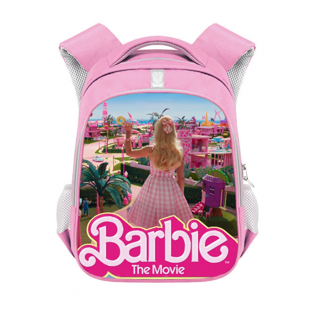 Barbie Girls Pink Casual School Bag Reflective Strip Backpack Large ...