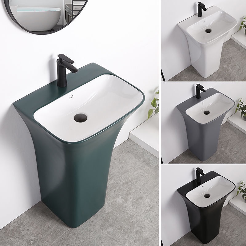 Gray Wash Basin Ceramic Pillar Basin Balcony Wash Basin Courtyard ...