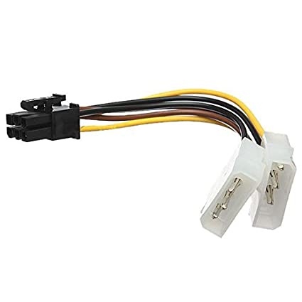 Dual IDE 4Pin Male to 6 Pin male Graphics Video Card Converter Cable ...
