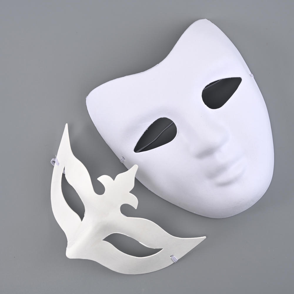 Fox Cat Half Face Mask DIY Hand Painted Blank White Paper Mask Children ...