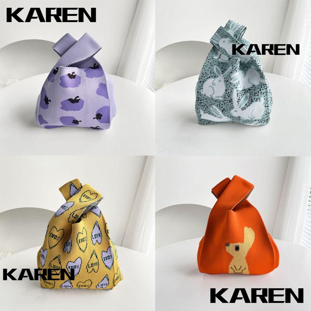 KAREN1 Knit Handbag, High-capacity Knit Knot Wrist Bag, Handmade ...