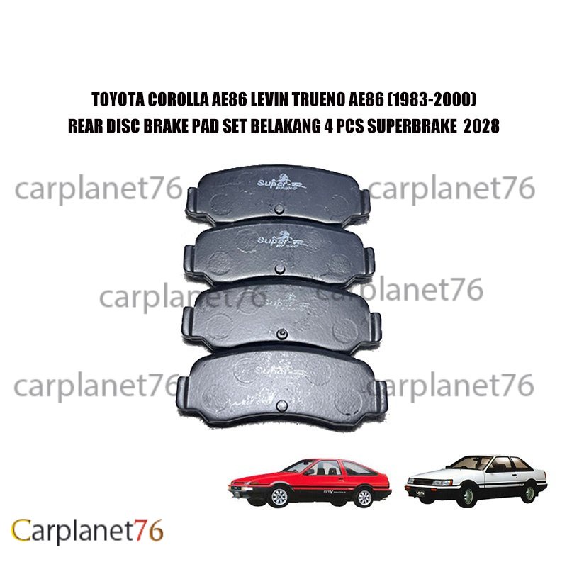 TOYOTA COROLLA AE86 LEVIN TRUENO AE86 (1983-2000) REAR DISC BRAKE PAD ...