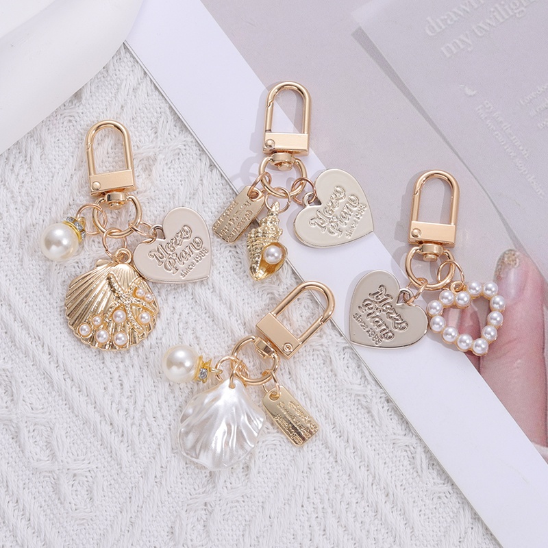 Cute Pearl Shell Keychain for Girl Creative Small Gifts Flower Cat ...