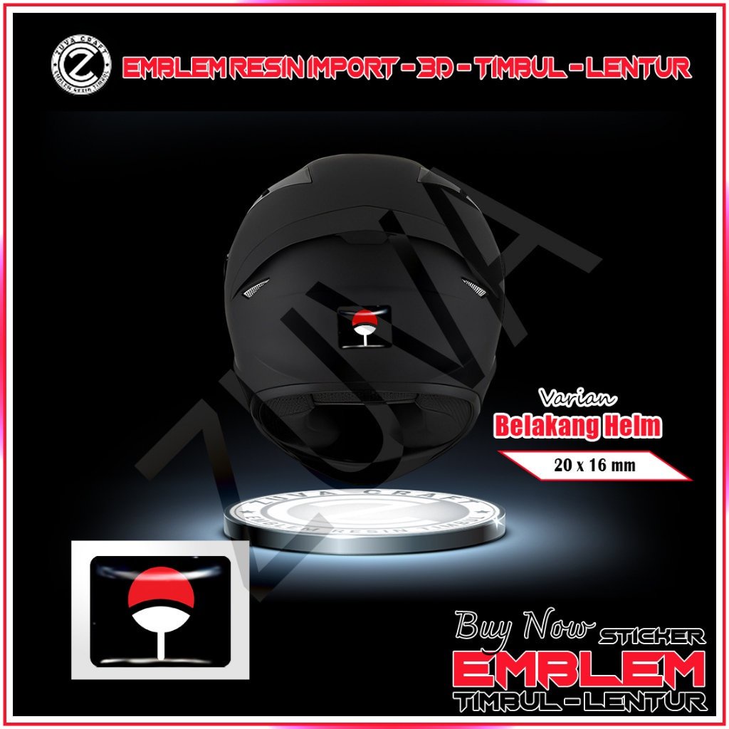 3d HELMET REAR STICKER UCHIHA CLAN LOGO MOTORCYCLE EMBLEM embossed ...