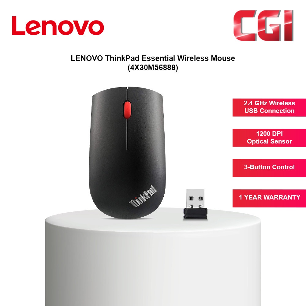 Lenovo ThinkPad Essential Wireless Mouse (Black) - 4X30M56888 | Shopee ...