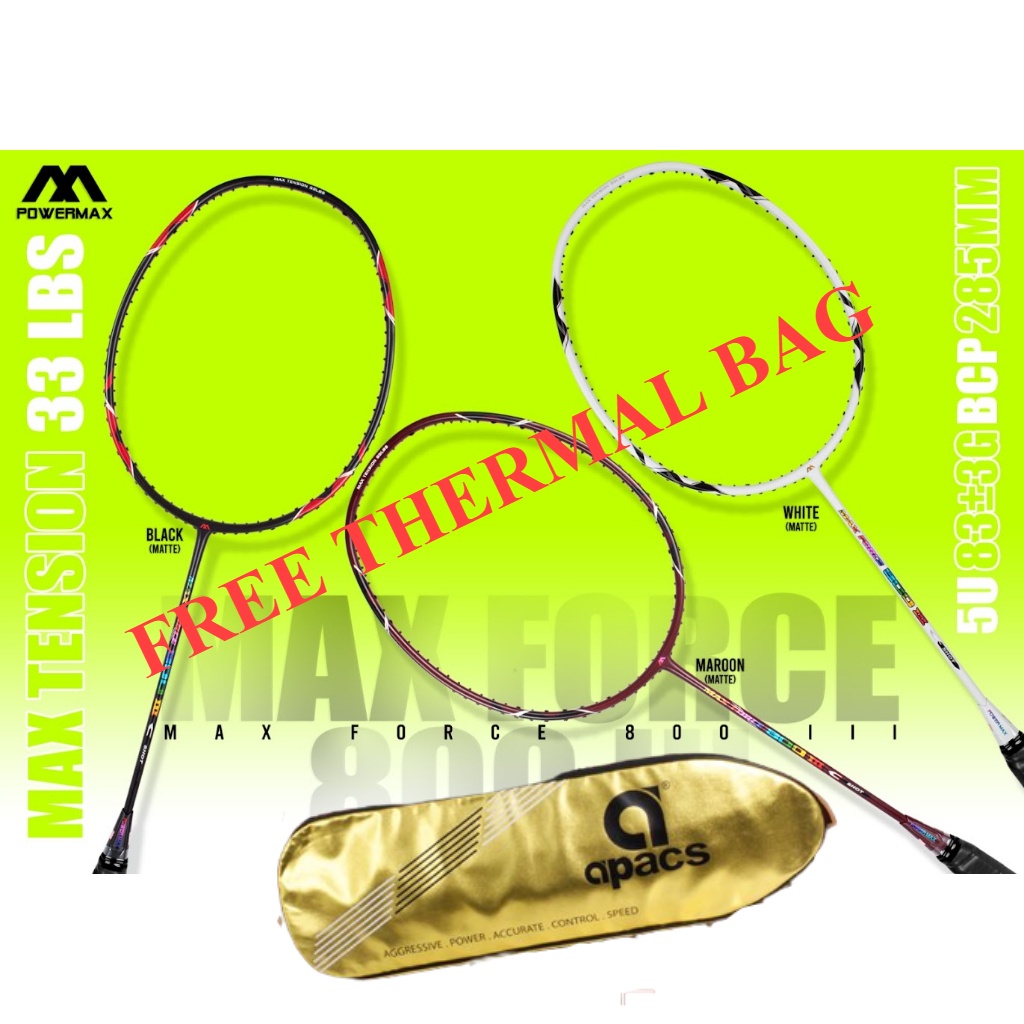 POWER MAX Racket badminton MAX FORCE 800( Original ) 32LBS | Shopee ...
