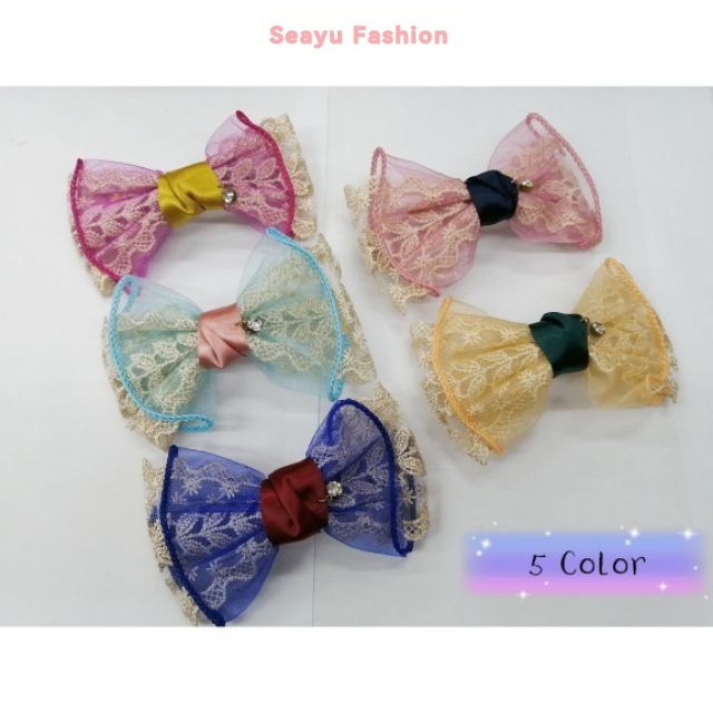 🔥READY STOCK🔥New Fashion Girl Hair Spring Clip Clamp Ribbon | Shopee ...