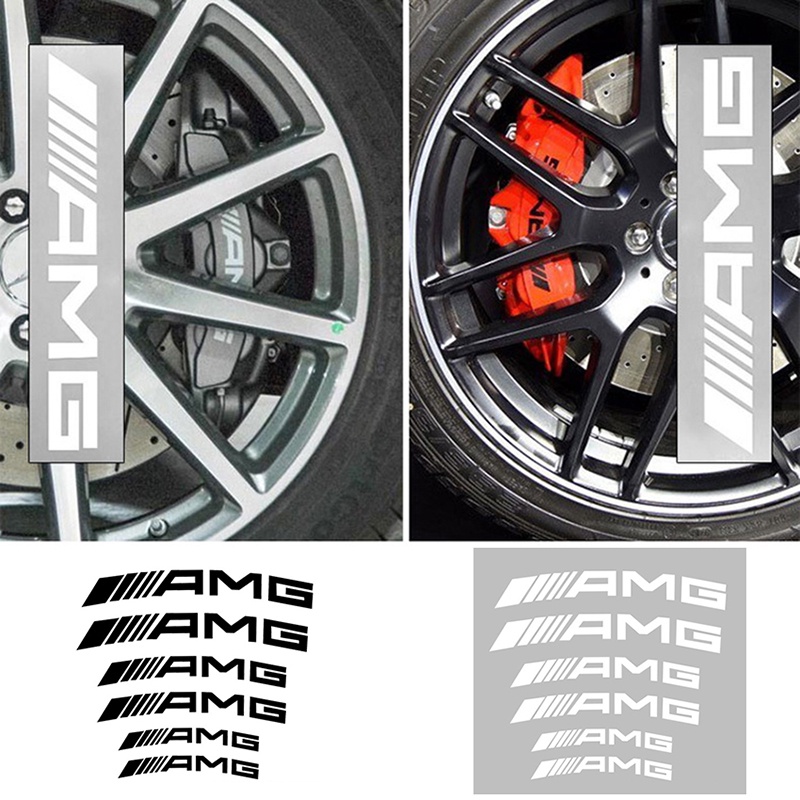 6PCS Car Brake Caliper Sticker Wheel Decal Decoration for Benz AMG W203 ...