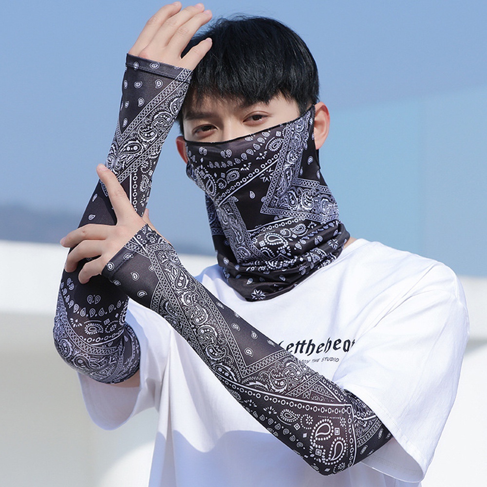 Breathable Arm Cover+Face Mask Set for Outdoor Activities Sun ...