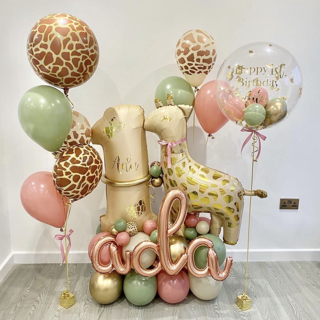 Leopard Giraffe Lion Zebra Animal Balloon Kid Wild Birthday Party Decor ...