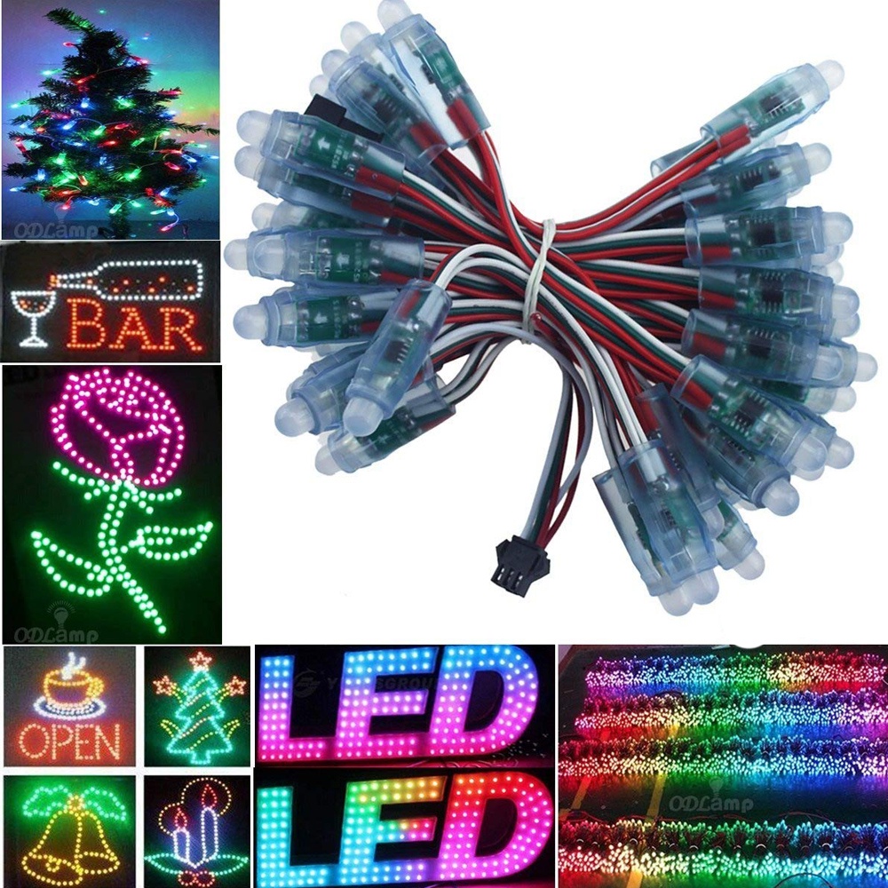 50leds F12mm WS2811 2811 IC Full Color Pixel LED Module Light input DC ...
