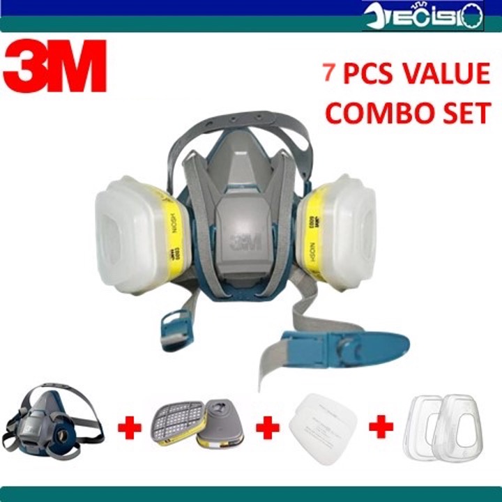 3M 6200 Half Face Reusable Respirator (Medium) + 3M 6001 Cartridge + 3M ...