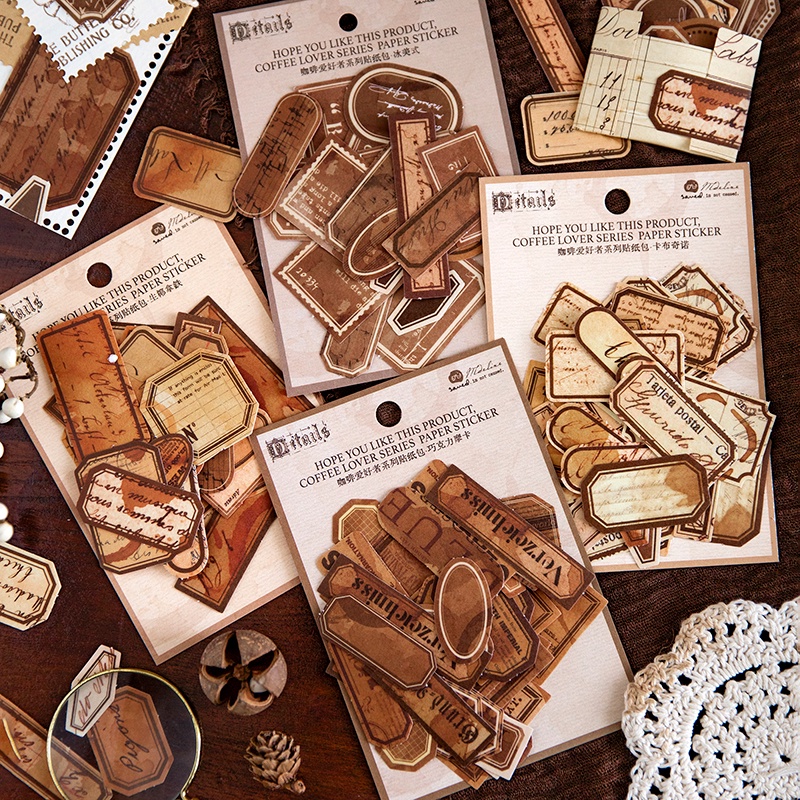 ENWEI 40 Pcs [Coffee Lovers Series] Vintage Frame Journal Stickers ...