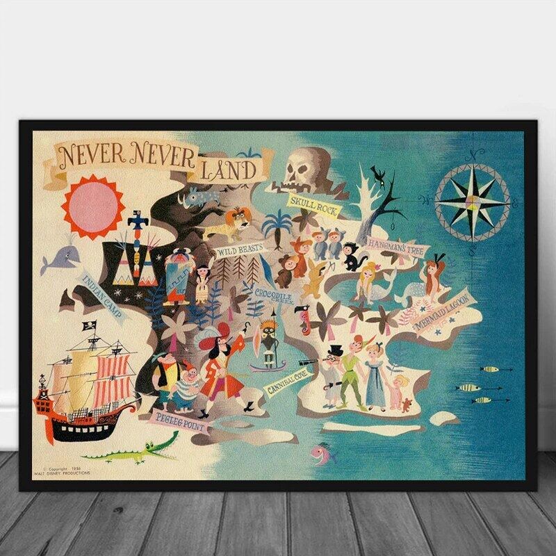 Disney Art Posters and Prints For Kids Bedroom peter Pan World ...