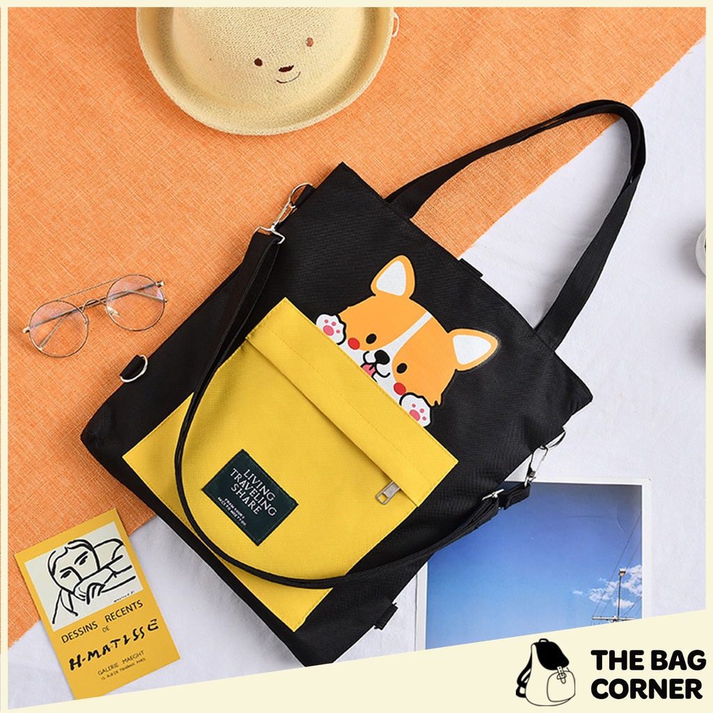 TBC👜 CUTE CARTOON CANVAS BAG SHOULDER BAG CUTE TUITION BAG BEG TUISYEN ...
