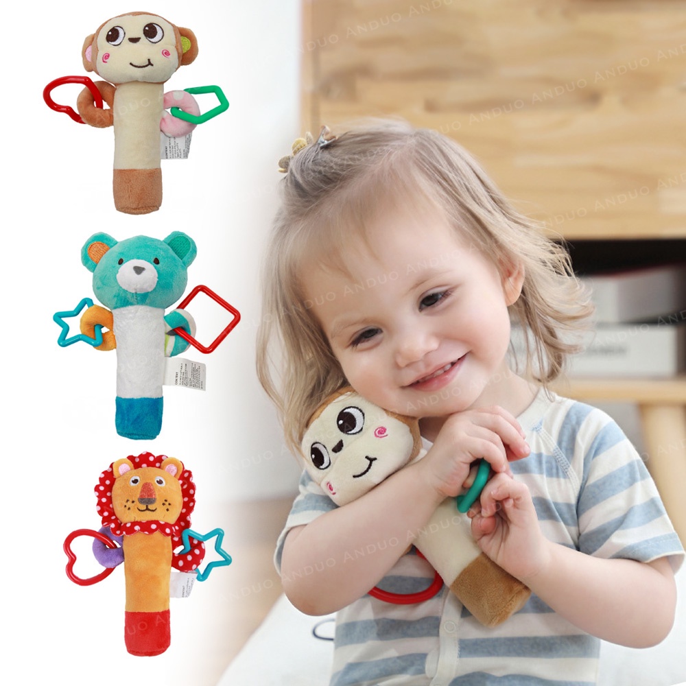 Hand Rattle Bell, Soothing Hand Grab Animal BB Stick, Baby Baby Hand ...