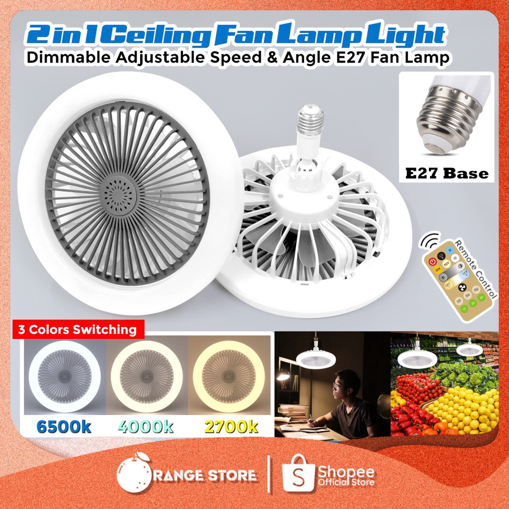 2 In 1 LED Ceiling Fan Lamp Light Bulb Adjustable Angle Speed Dimmable ...